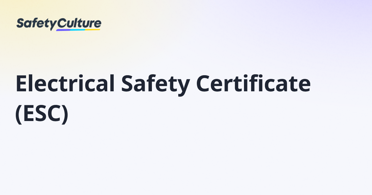 Electrical Safety Certificate (ESC) | Free Template