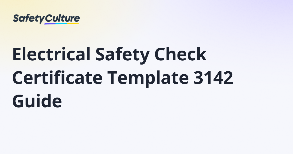 Electrical Safety Check Certificate Template 3142 Guide | Free Template