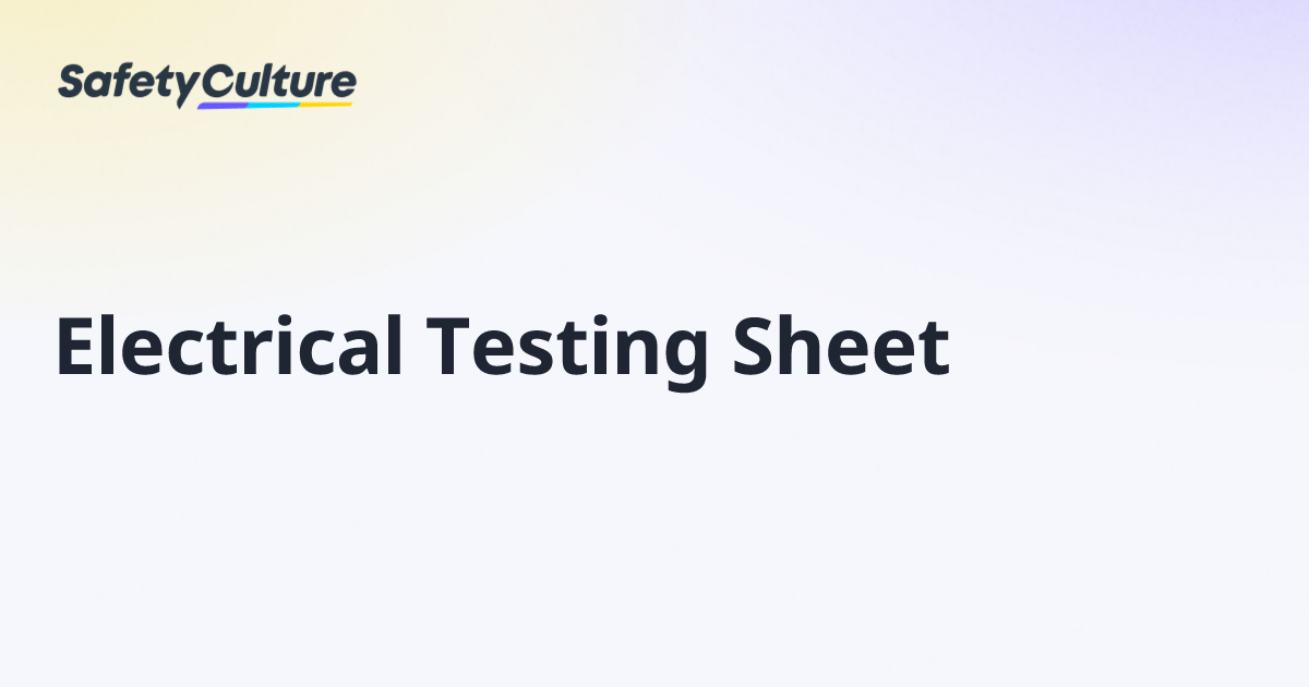Electrical Testing Sheet | Free Template