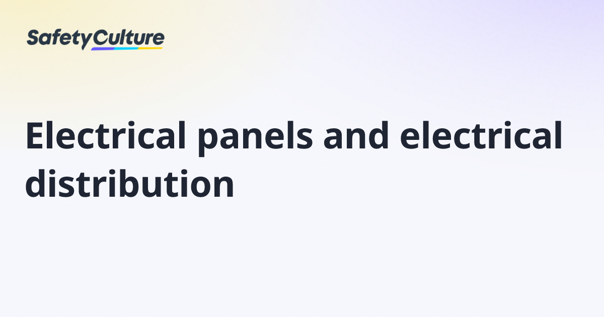 Electrical panels and electrical distribution | Free Template