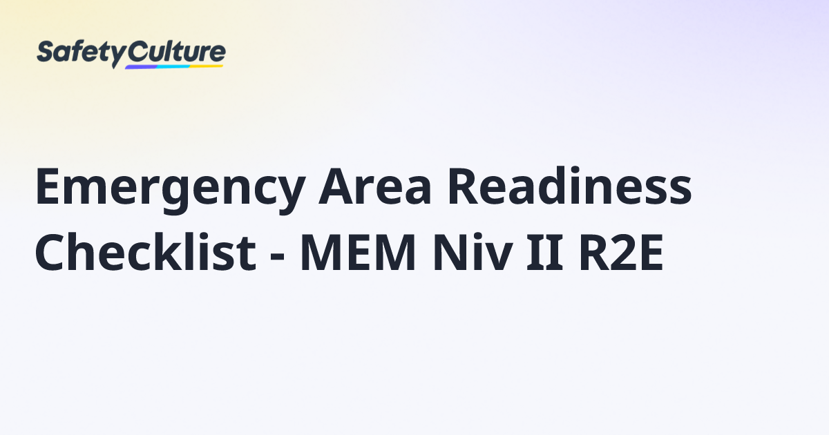 Emergency Area Readiness Checklist - MEM Niv II R2E | Free Template