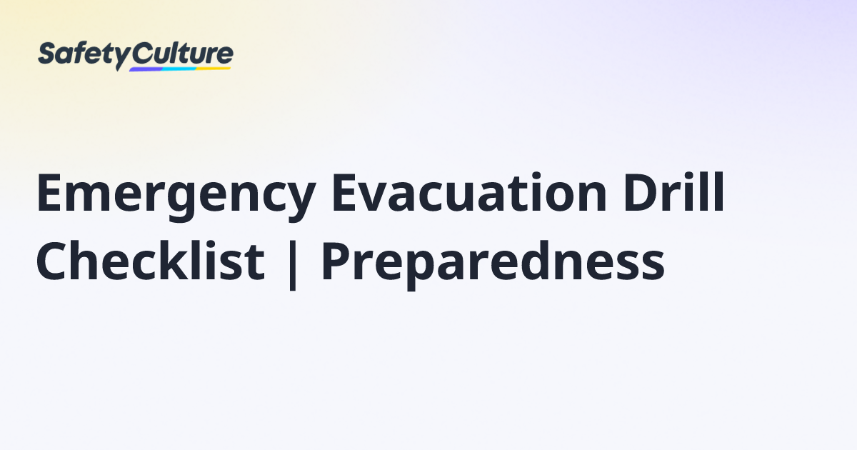 Emergency Evacuation Drill Checklist | Preparedness | Free Template