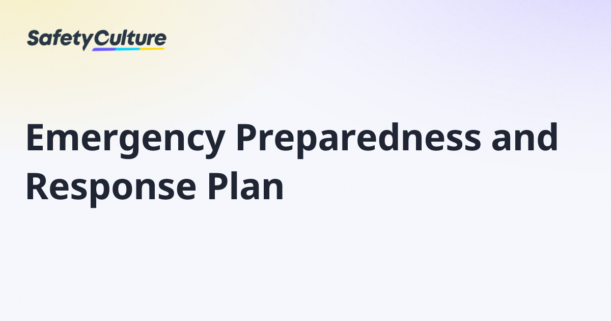 Emergency Preparedness and Response Plan | Free Course