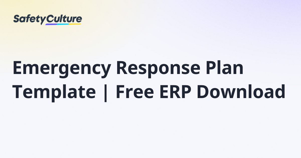 Emergency Response Plan Template | Free ERP Download | Free Template