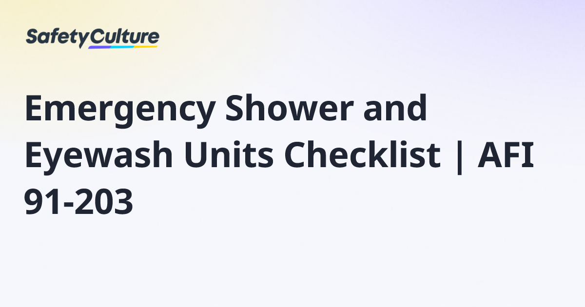 Emergency Shower and Eyewash Units Checklist | AFI 91-203 | Free Template