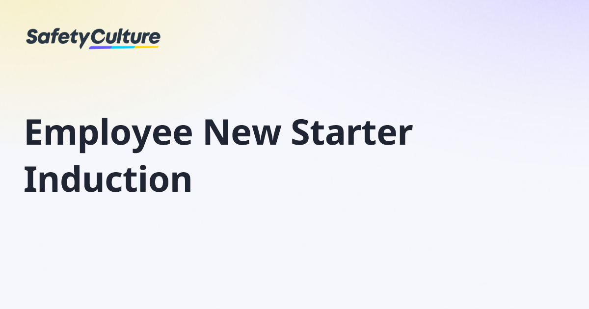 Employee New Starter Induction | Free Template