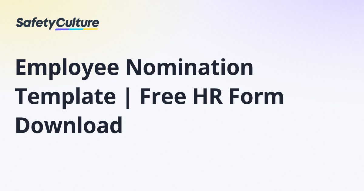 Employee Nomination Template | Free HR Form Download | Free Template