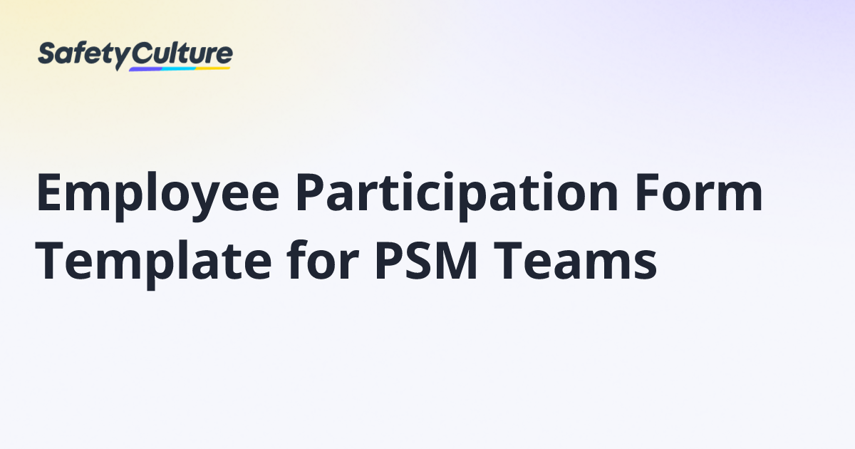 Employee Participation Form Template for PSM Teams | Free Template
