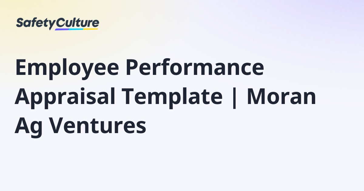 Employee Performance Appraisal Template | Moran Ag Ventures | Free Template
