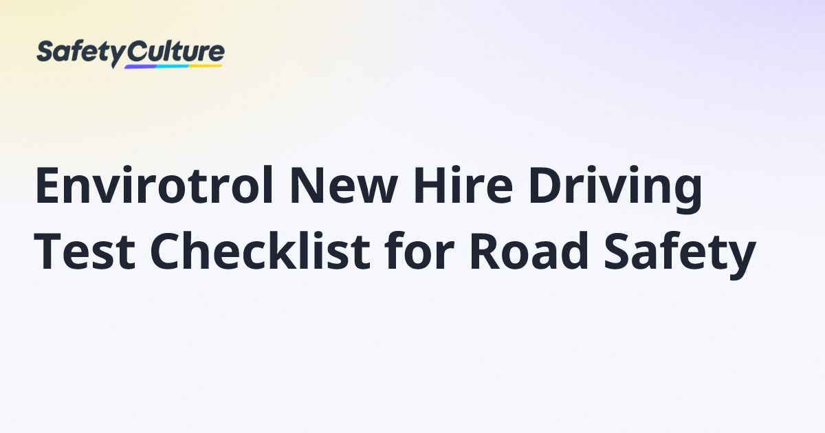 Envirotrol New Hire Driving Test Checklist for Road Safety | Free Template