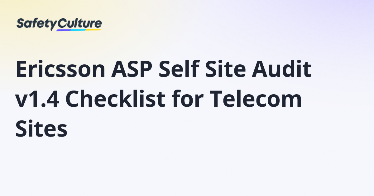 Ericsson ASP Self Site Audit v1.4 Checklist for Telecom Sites | Free ...