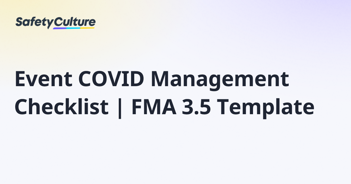 Event COVID Management Checklist | FMA 3.5 Template | Free Template