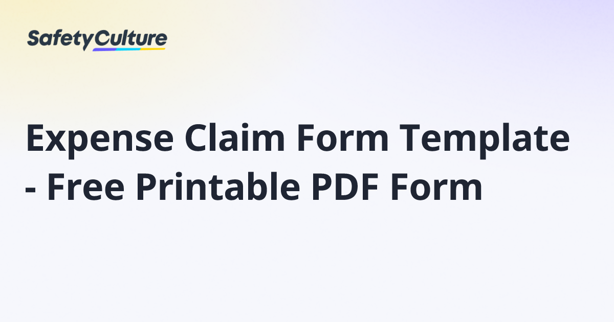 Expense Claim Form Template - Free Printable PDF Form | Free Template