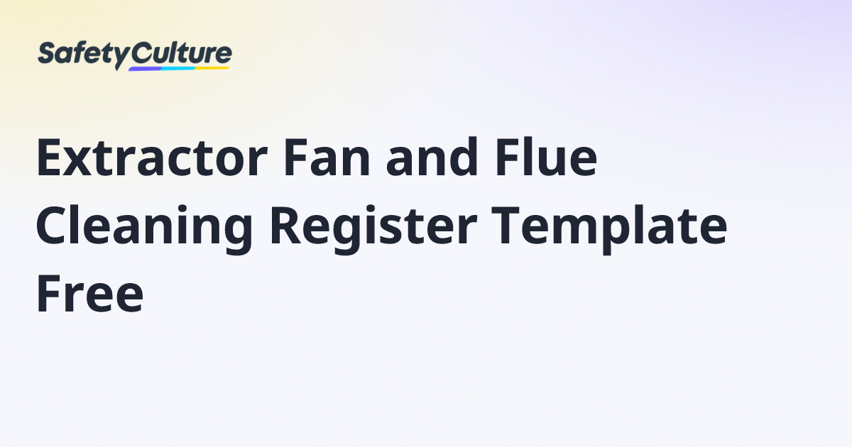 Extractor Fan and Flue Cleaning Register Template Free | Free Template