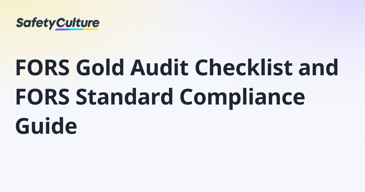 FORS Gold Audit Checklist and FORS Standard Compliance Guide | Free ...