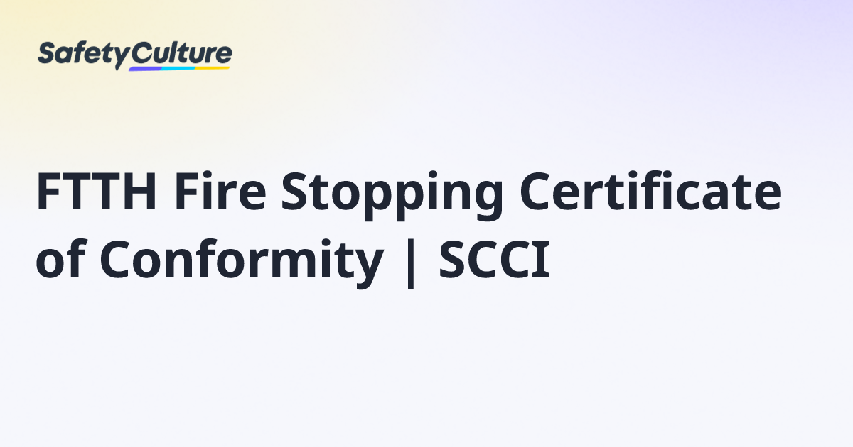 FTTH Fire Stopping Certificate of Conformity | SCCI | Free Template