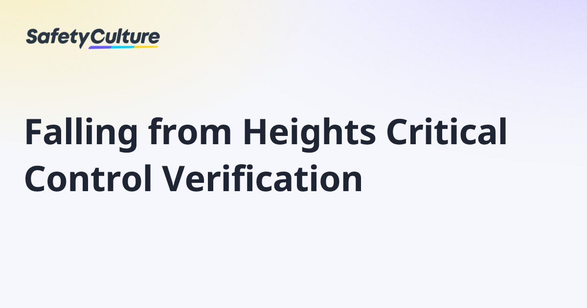 Falling from Heights Critical Control Verification | Free Template