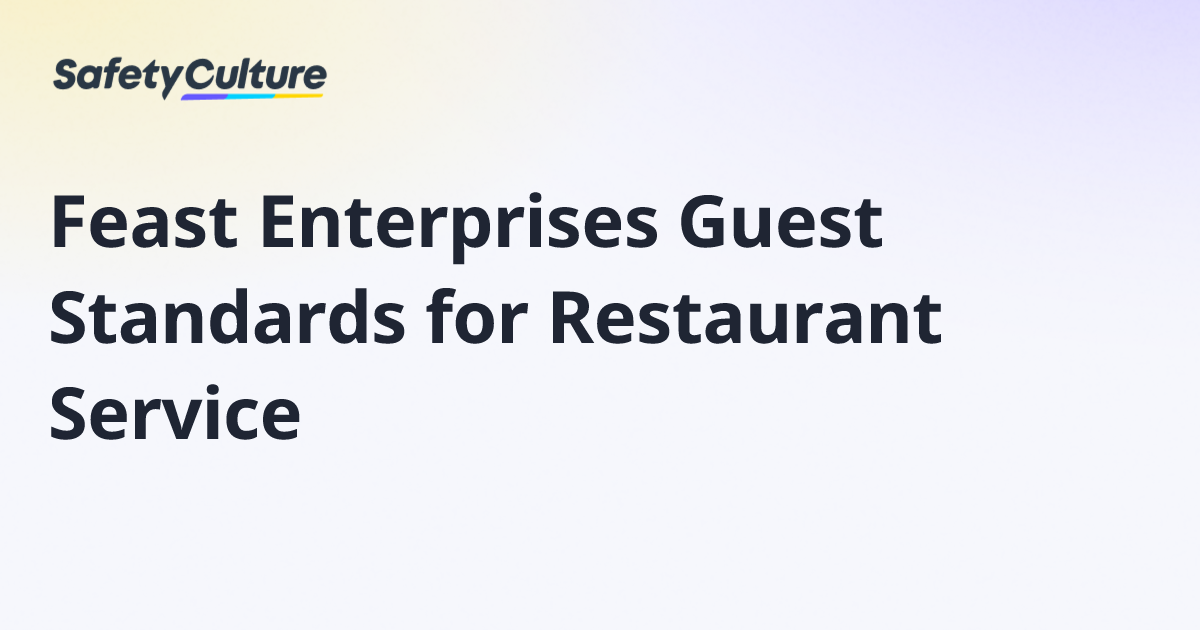 Feast Enterprises Guest Standards for Restaurant Service | Free Template