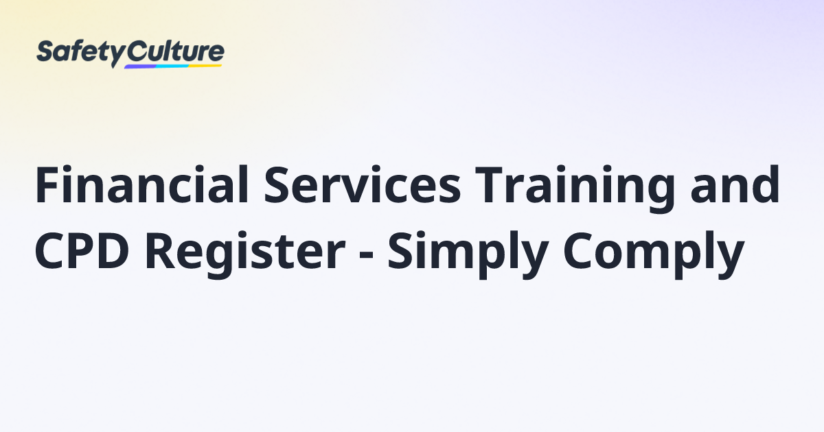 Financial Services Training and CPD Register - Simply Comply | Free ...