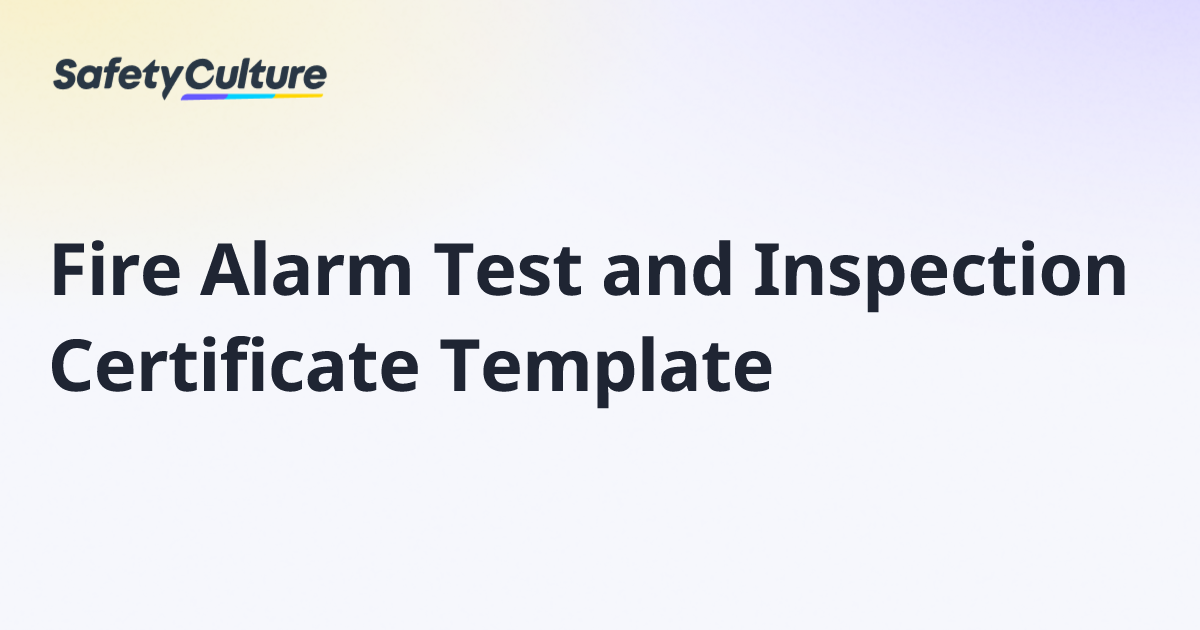 Fire Alarm Test and Inspection Certificate Template | Free Template