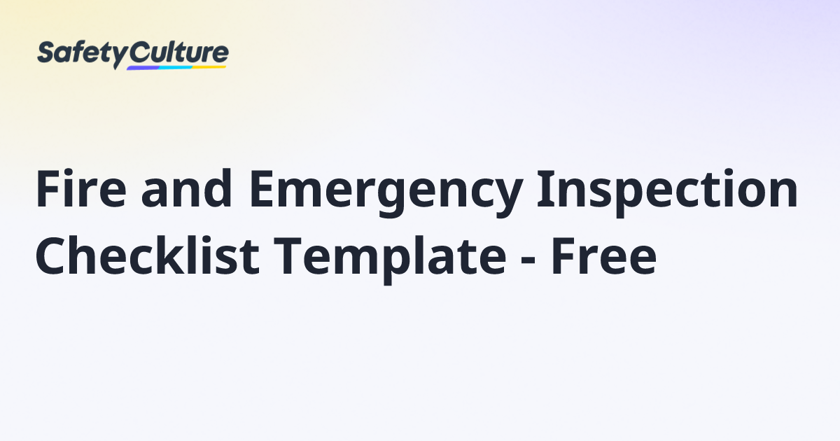 Fire and Emergency Inspection Checklist Template - Free | Free Template