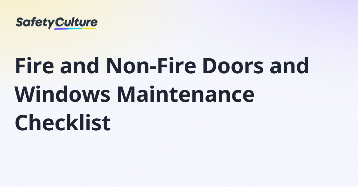Fire and Non-Fire Doors and Windows Maintenance Checklist | Free Template