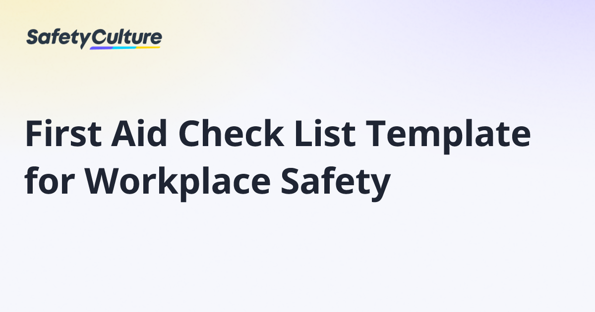 First Aid Check List Template for Workplace Safety | Free Template