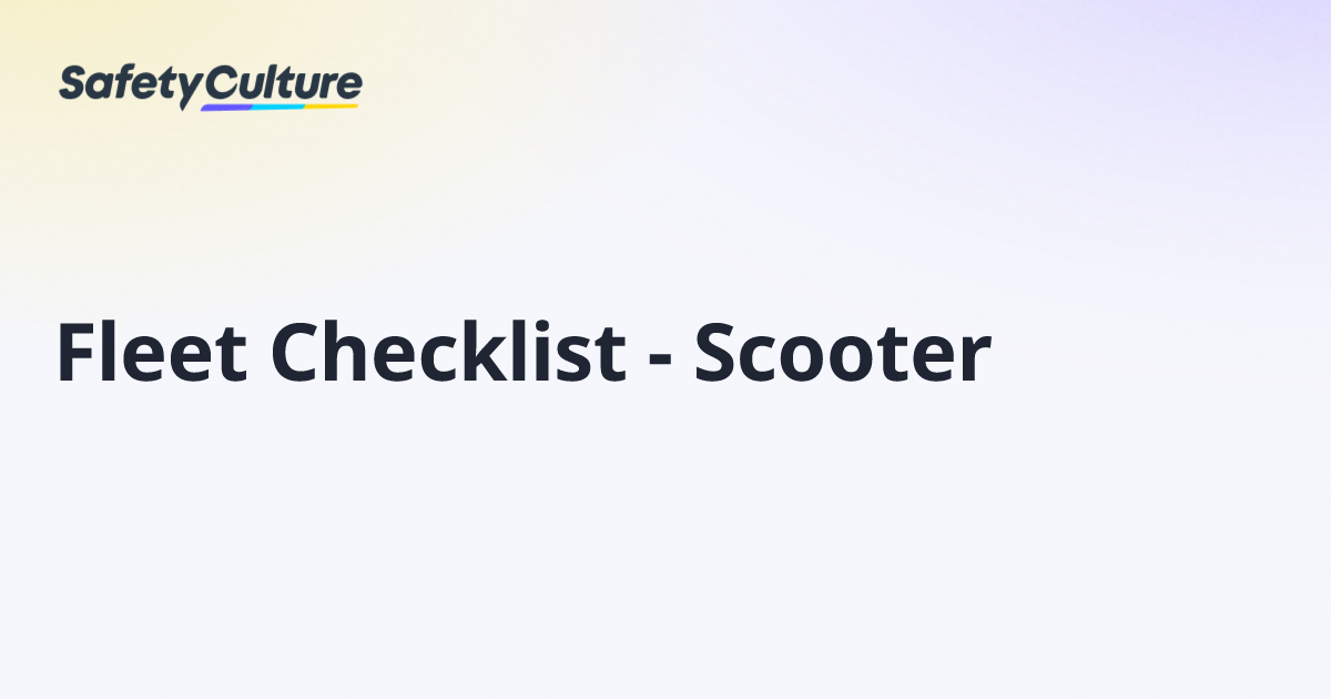 Fleet Checklist - Scooter | Free Template
