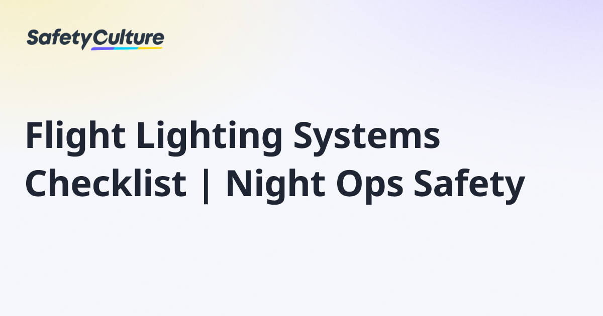 Flight Lighting Systems Checklist | Night Ops Safety | Free Template