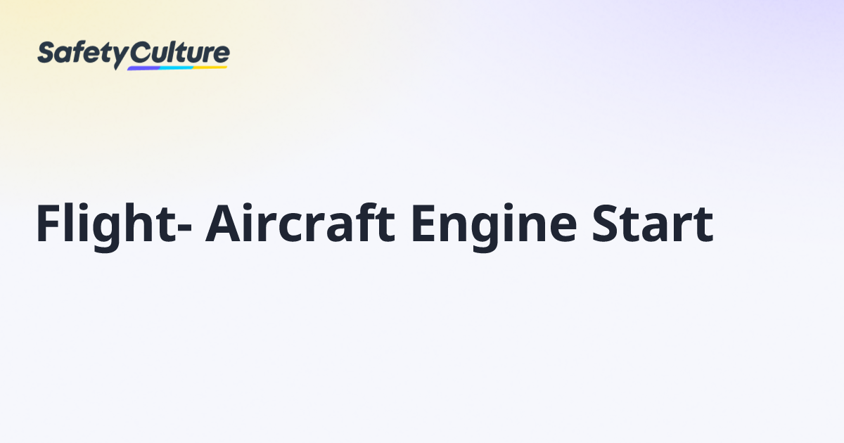 Flight- Aircraft Engine Start | Free Template
