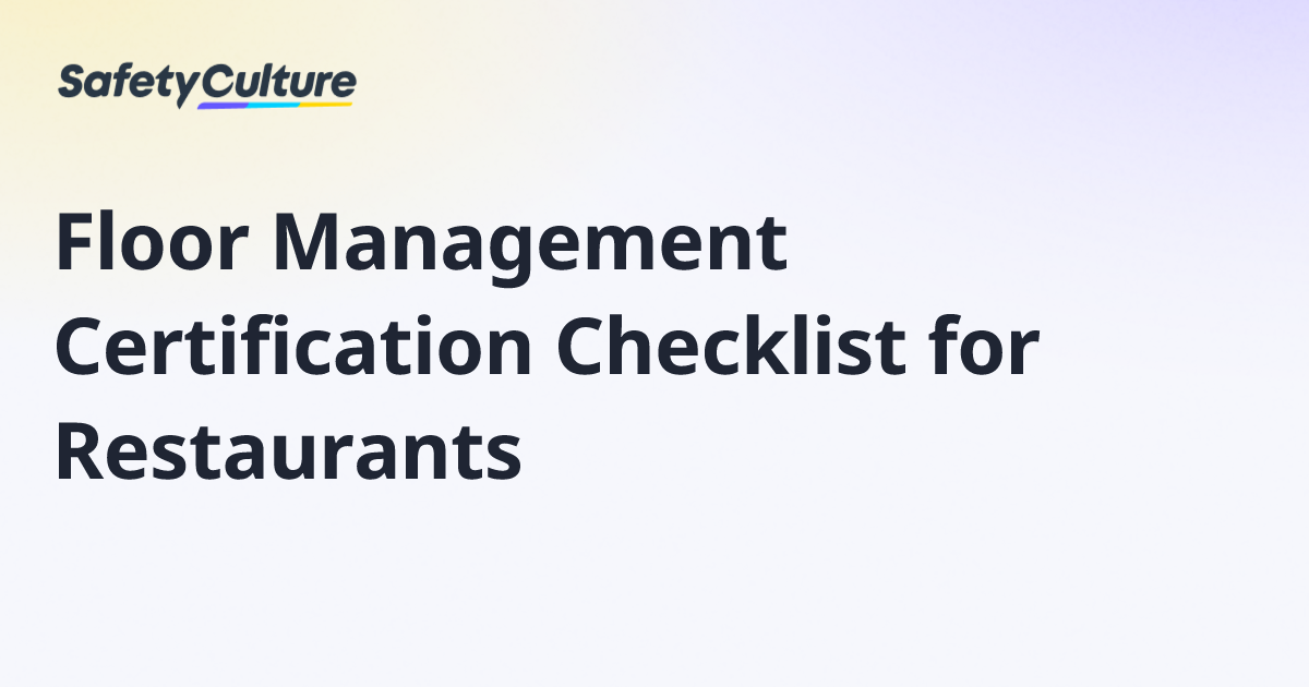 Floor Management Certification Checklist for Restaurants | Free Template