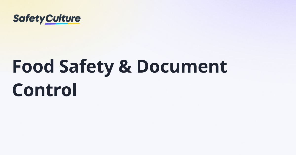 Food Safety & Document Control | Free Course