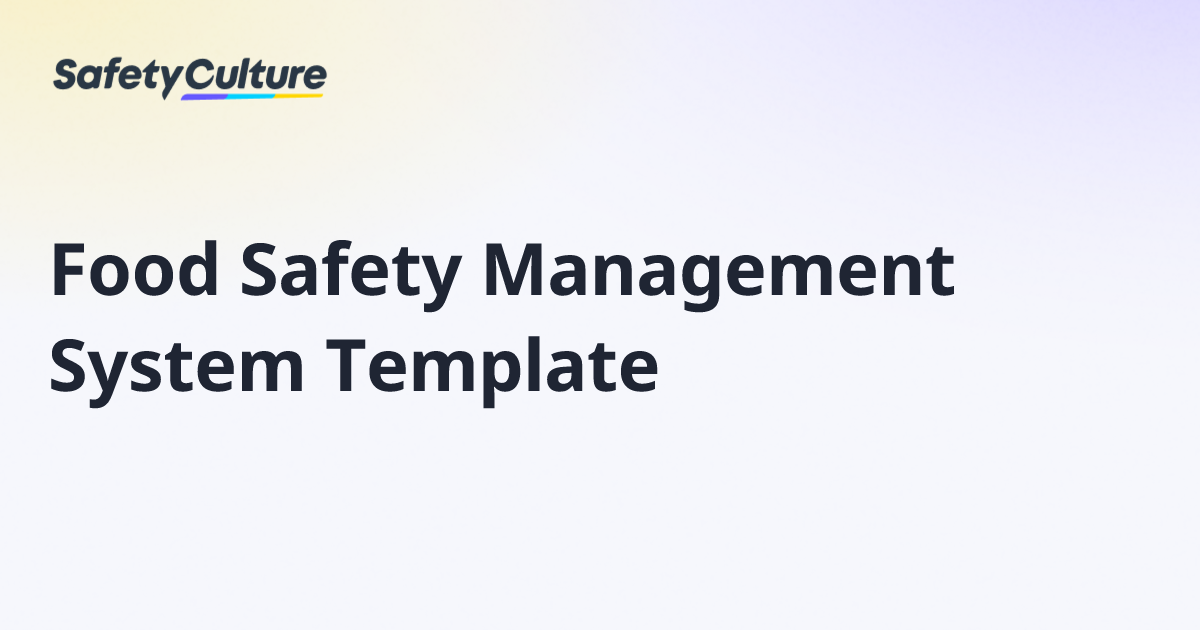 Food Safety Management System Template | Free Template