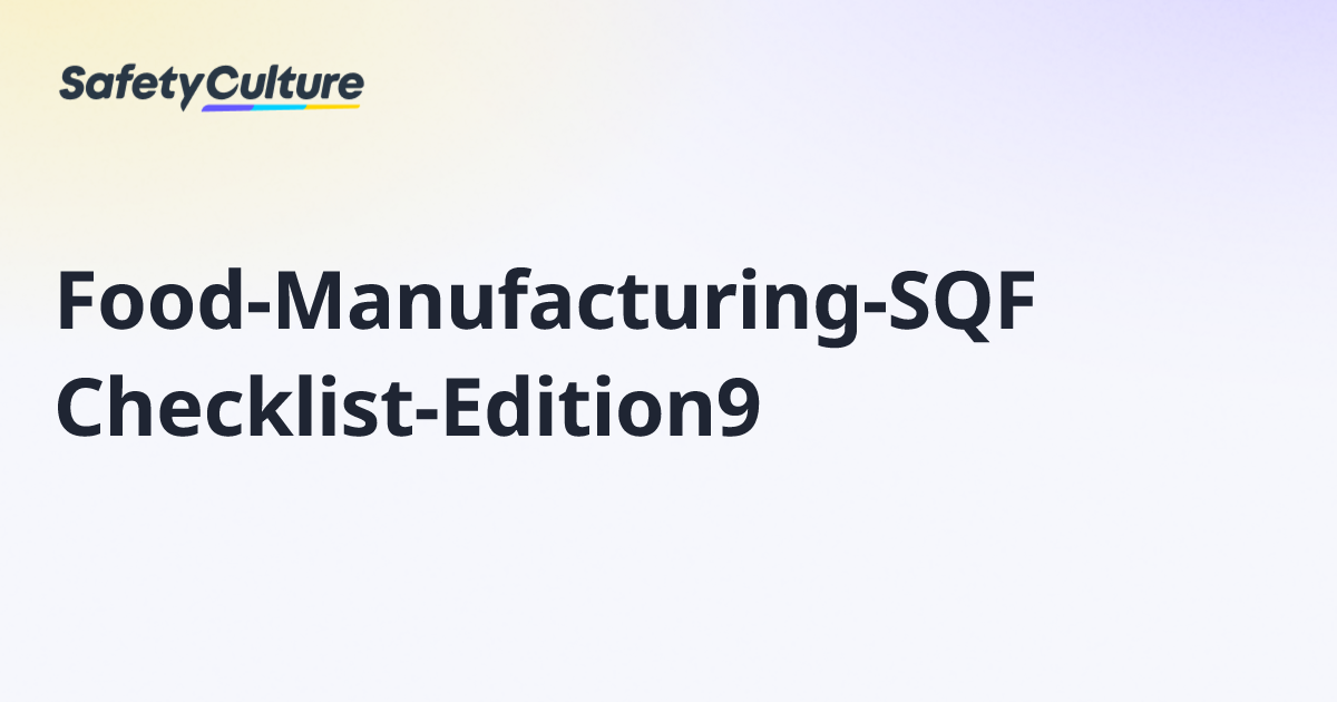 Food-Manufacturing-SQF Checklist-Edition9 | Free Template