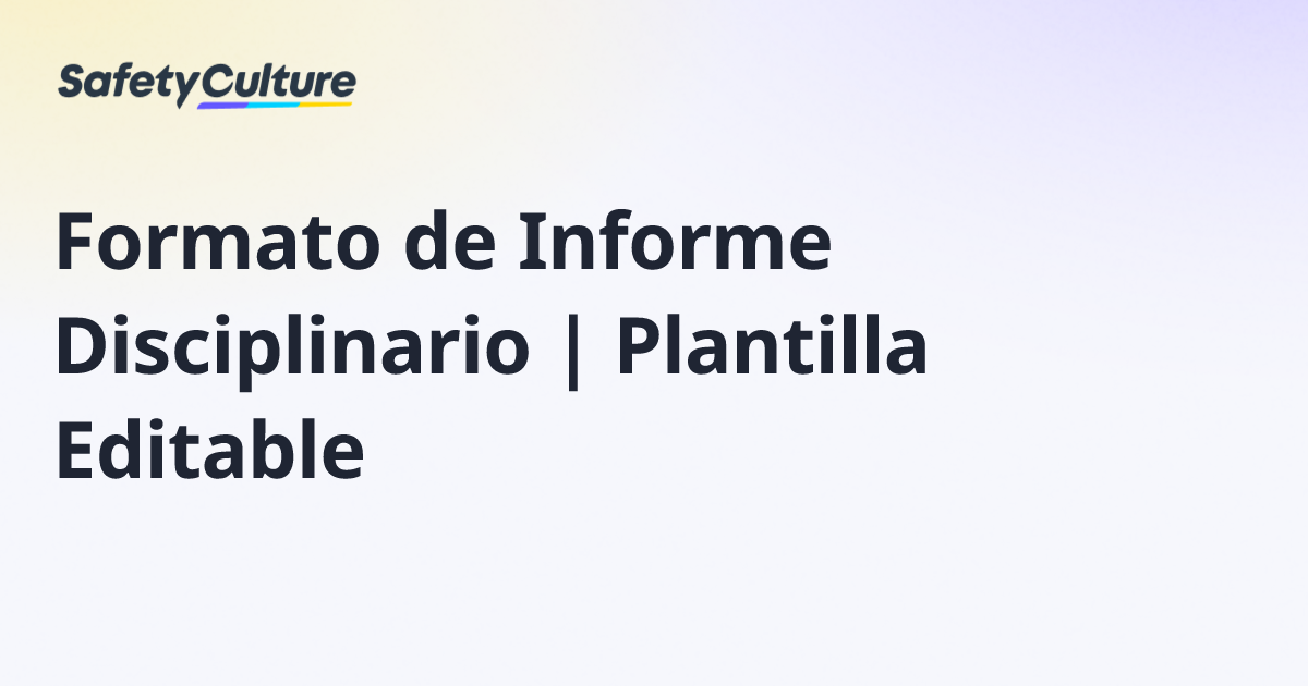 Formato de Informe Disciplinario | Plantilla Editable | Free Template