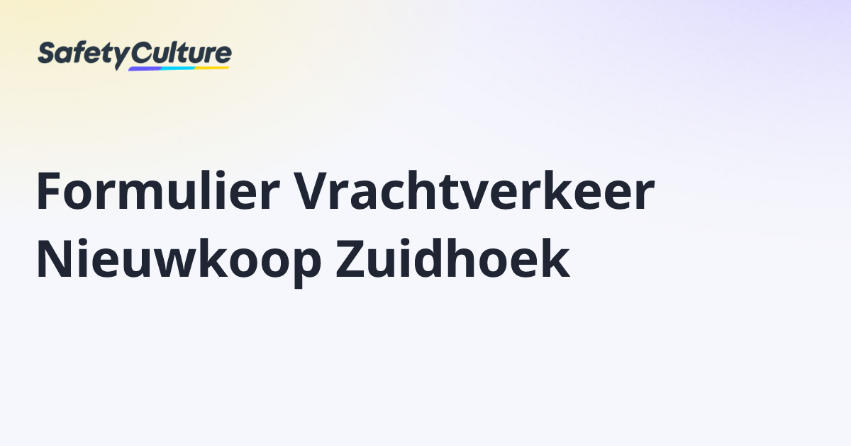 Formulier Vrachtverkeer Nieuwkoop Zuidhoek | Free Template