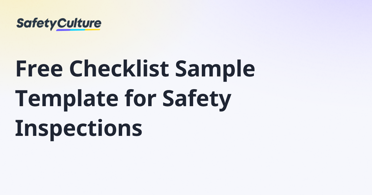 Free Checklist Sample Template for Safety Inspections | Free Template