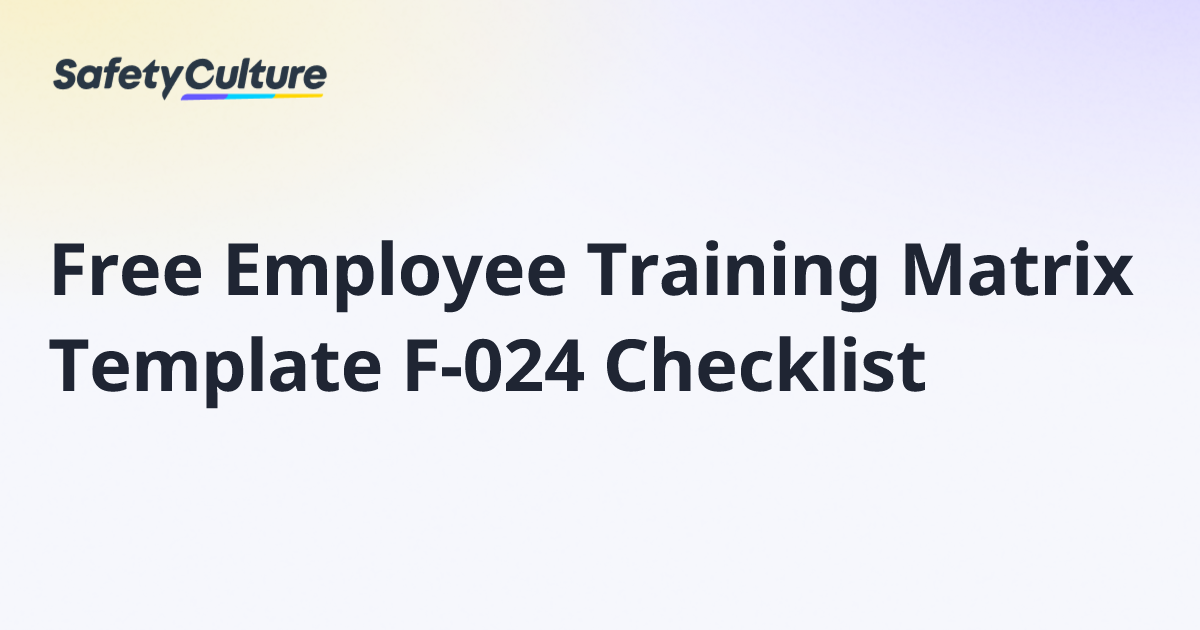 Free Employee Training Matrix Template F-024 Checklist | Free Template