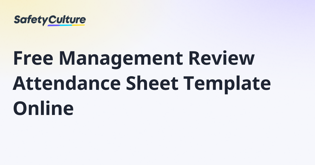 Free Management Review Attendance Sheet Template Online | Free Template
