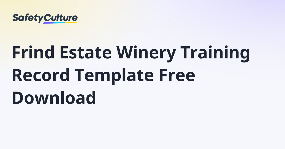 Frind Estate Winery Training Record Template Free Download | Free Template