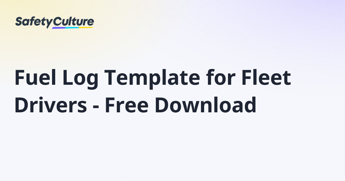 Fuel Log Template for Fleet Drivers - Free Download | Free Template