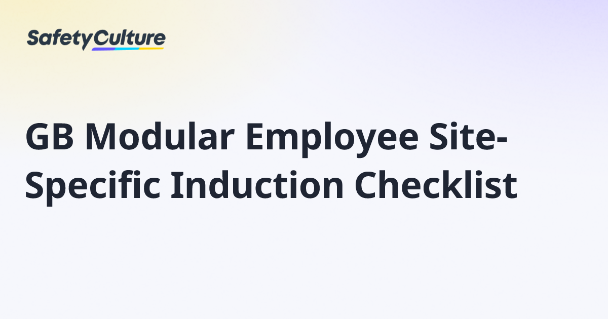 GB Modular Employee Site-Specific Induction Checklist | Free Template