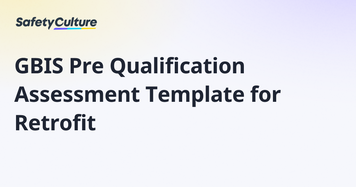 GBIS Pre Qualification Assessment Template for Retrofit | Free Template