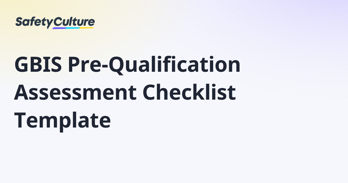GBIS Pre-Qualification Assessment Checklist Template | Free Template