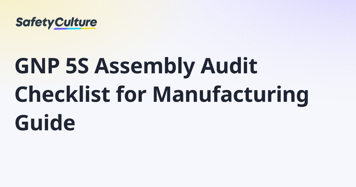 GNP 5S Assembly Audit Checklist for Manufacturing Guide | Free Template