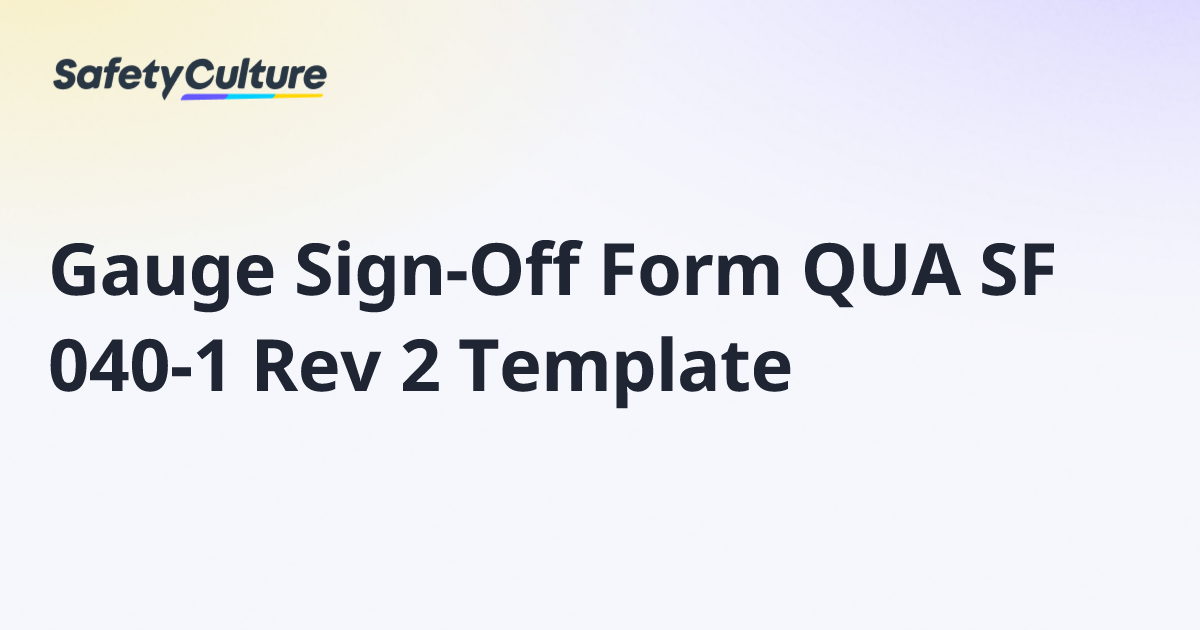 Gauge Sign-Off Form QUA SF 040-1 Rev 2 Template | Free Template