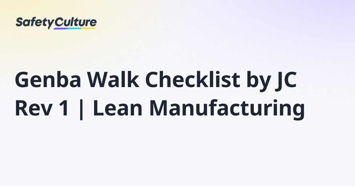 Genba Walk Checklist by JC Rev 1 | Lean Manufacturing | Free Template
