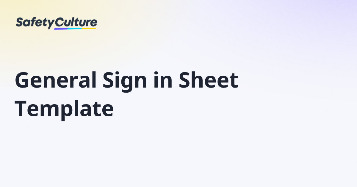 General Sign in Sheet Template | Free Template
