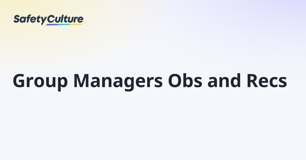 Group Managers Obs and Recs | Free Template