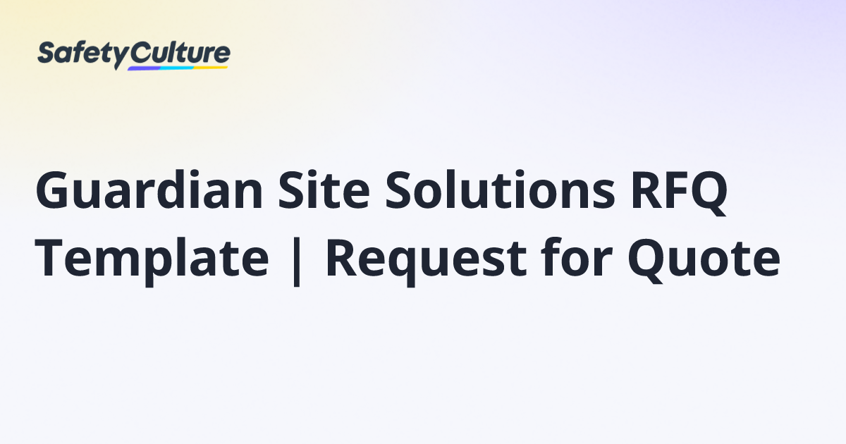 Guardian Site Solutions RFQ Template | Request for Quote | Free Template